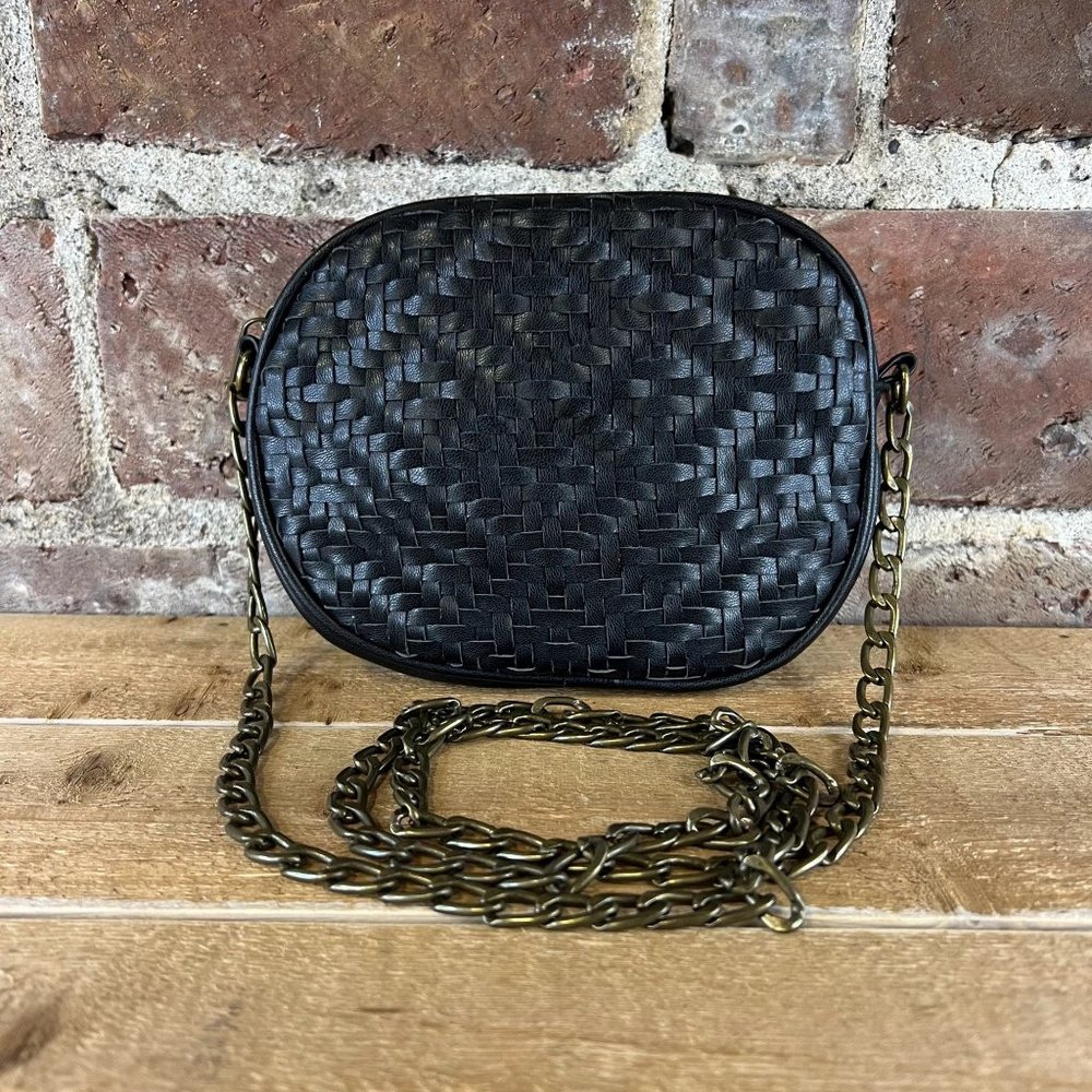 Anthropologie Woven Oval Crossbody Bag Zip Golden Cha… - Gem
